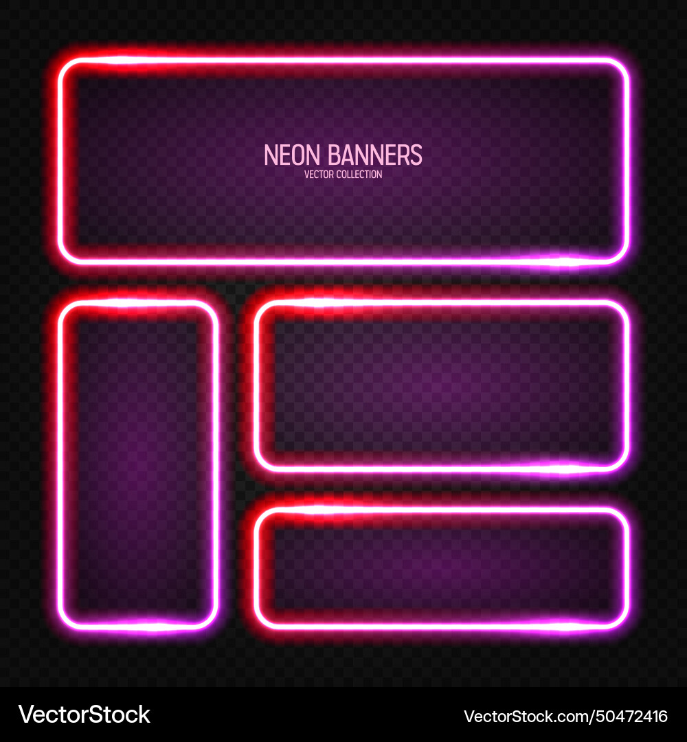 Glowing neon banners illuminated colorful square Vector Image