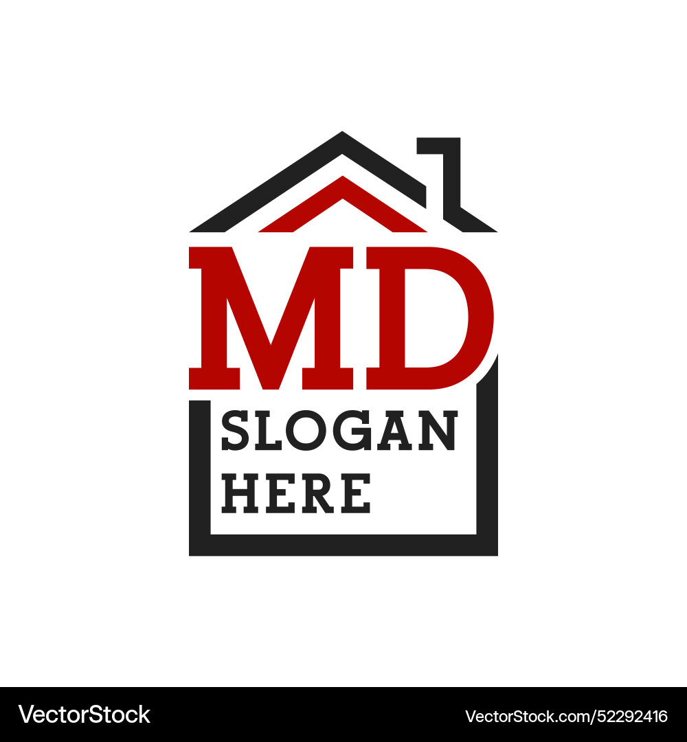Initial md house logo for roofing letter real Vector Image