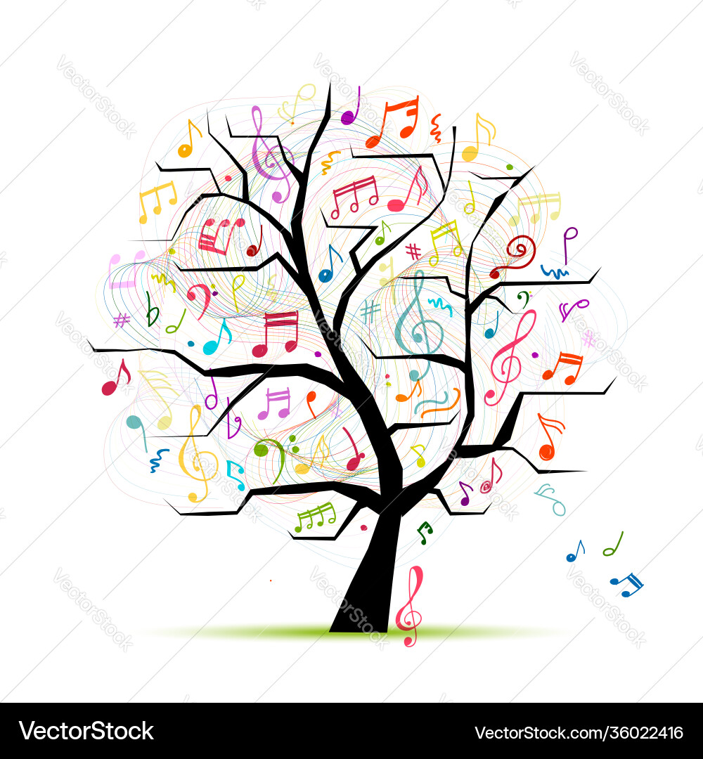 Music notes abstract musical tree for your design Vector Image
