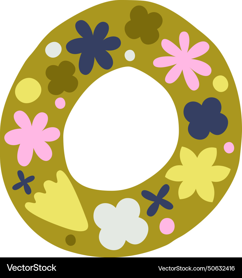 O letter floral alphabet Royalty Free Vector Image