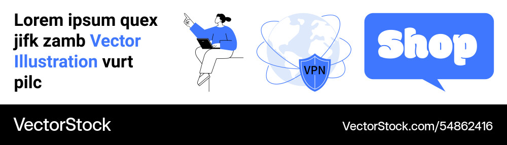 Secure online shopping banner featuring vpn Vector Image