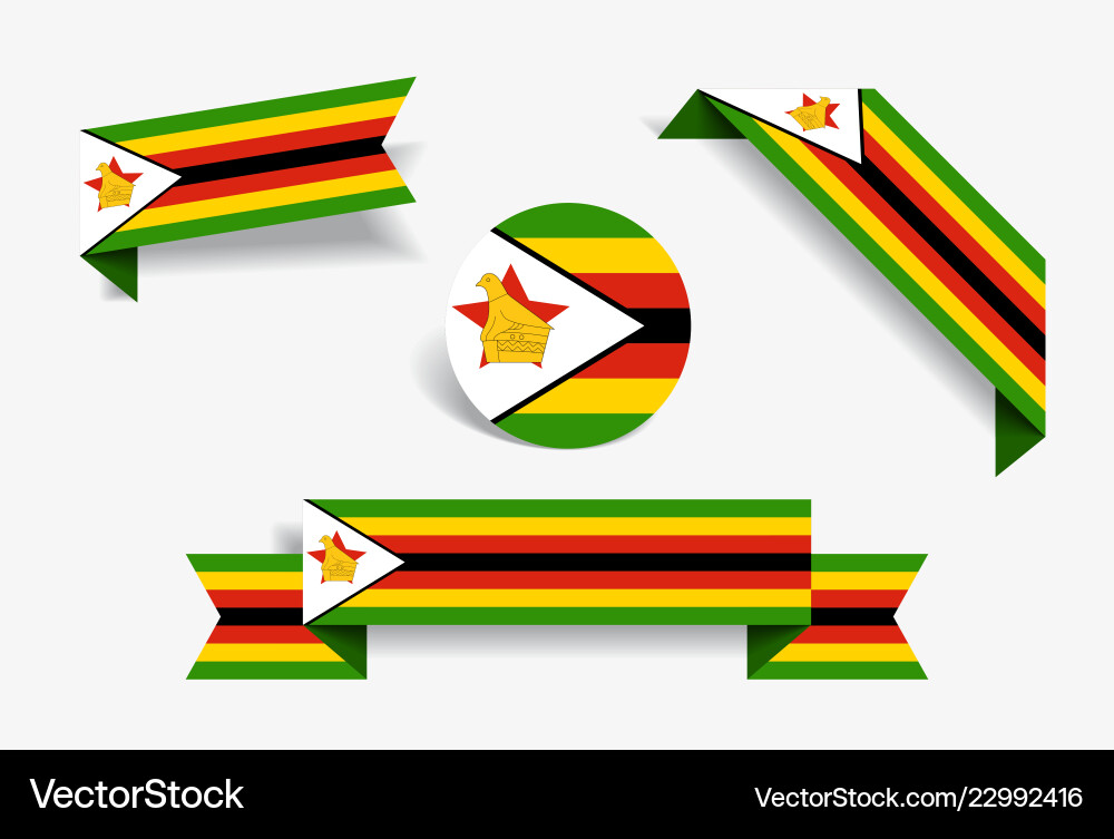 Zimbabwe Flag Stickers & Labels Royalty Free Vector