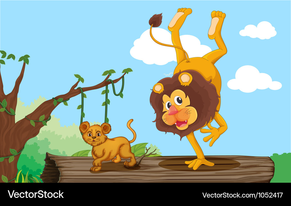 A lion and cub Royalty Free Vector Image - VectorStock