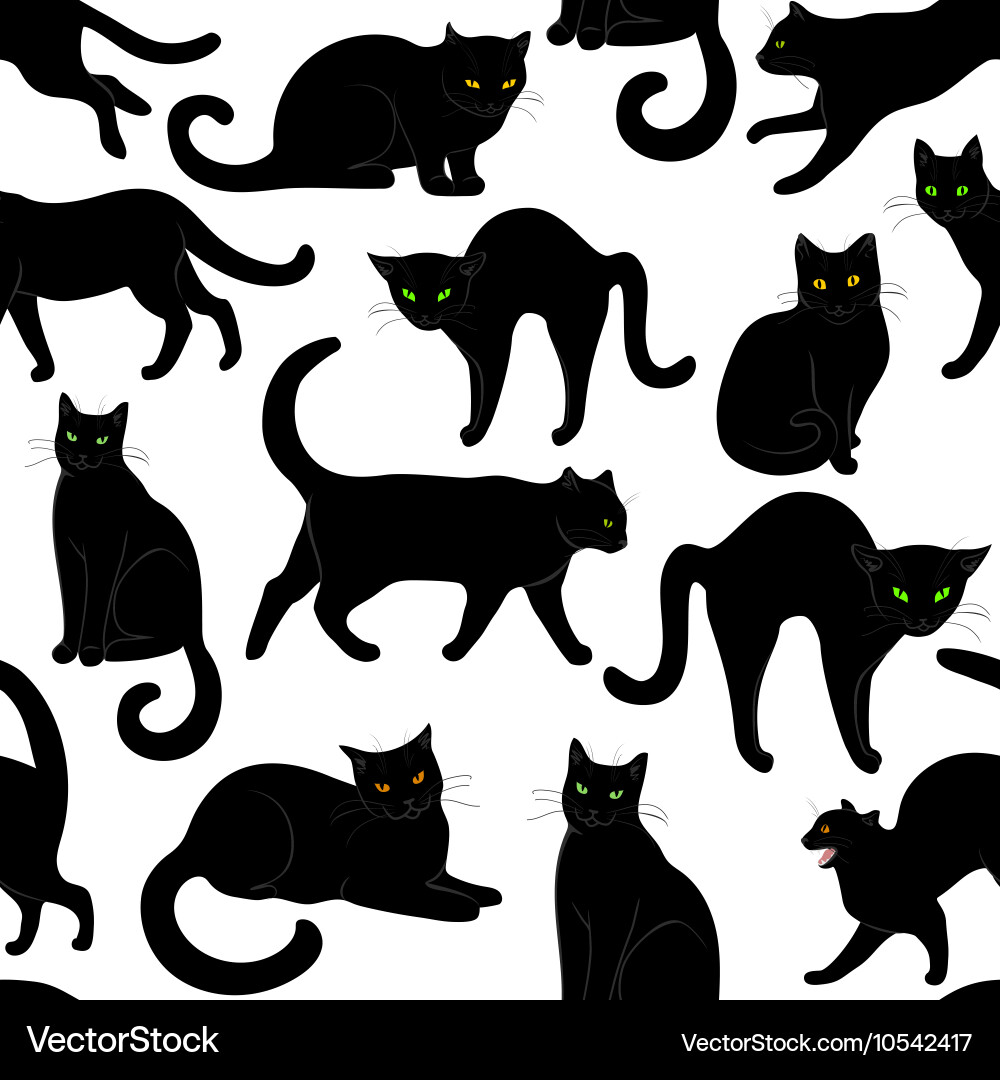 Black Cat Seamless Pattern Royalty Free Vector Image