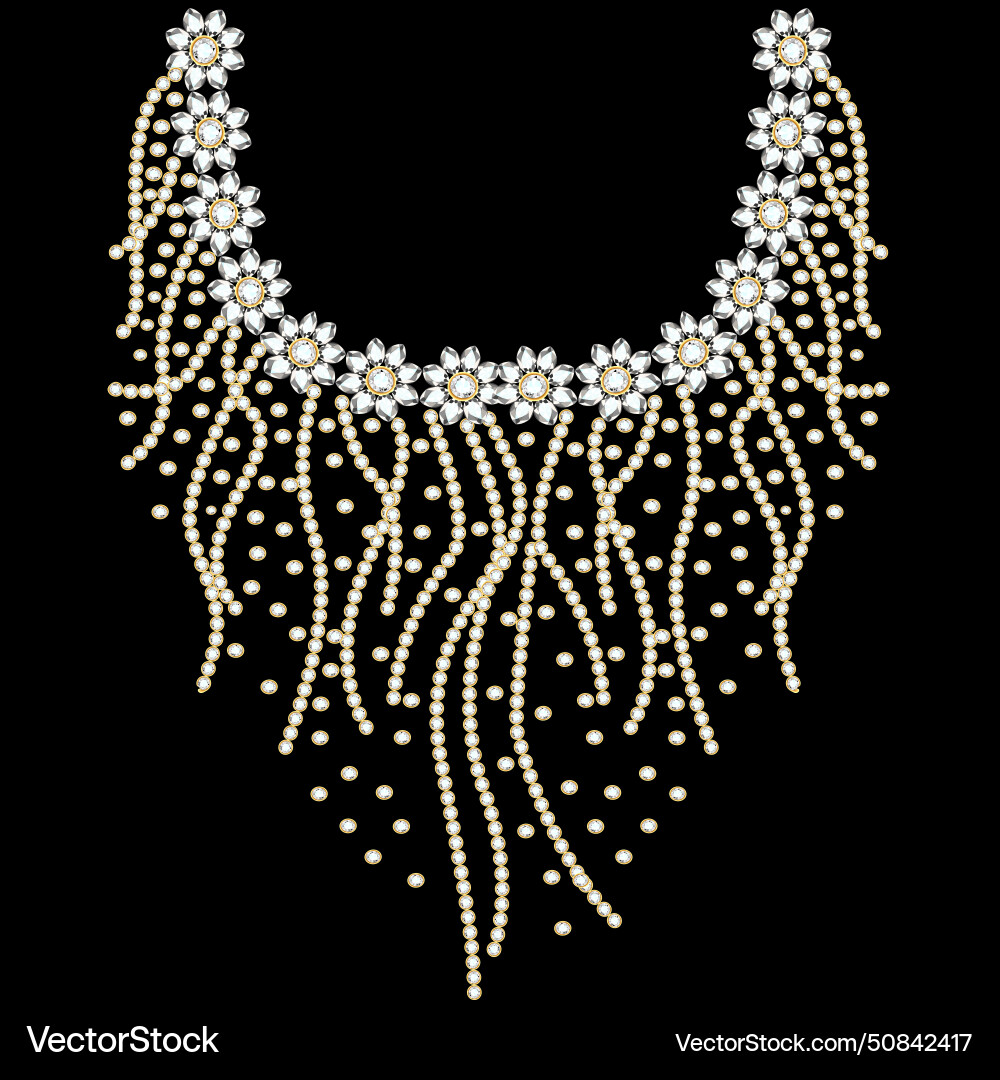 Collar neck decoration with rhinestones Royalty Free Vector