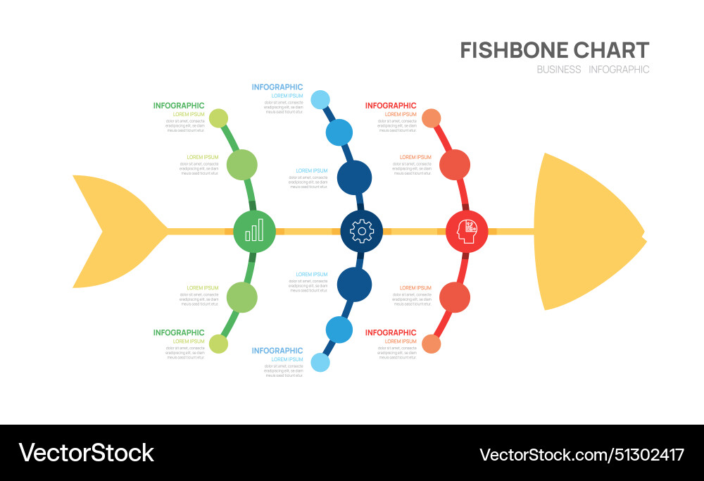Fishbone chart diagram infographic template Vector Image