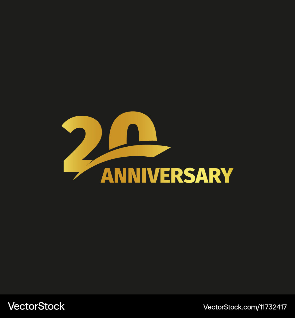 Golden 20th Anniversary Logo Royalty Free Vector Image
