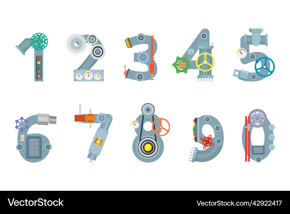 Industrial Machinery & Numbers Royalty Free Vector Image