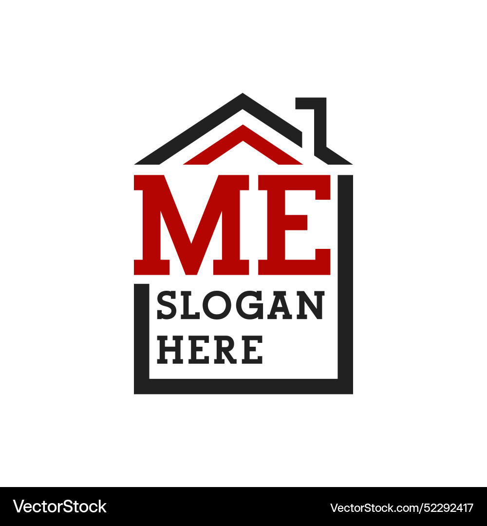 Initial me house logo for roofing letter real Vector Image