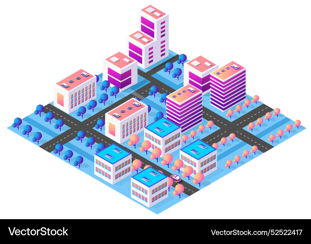 Modern isometric smart city with skyscrapers Vector Image
