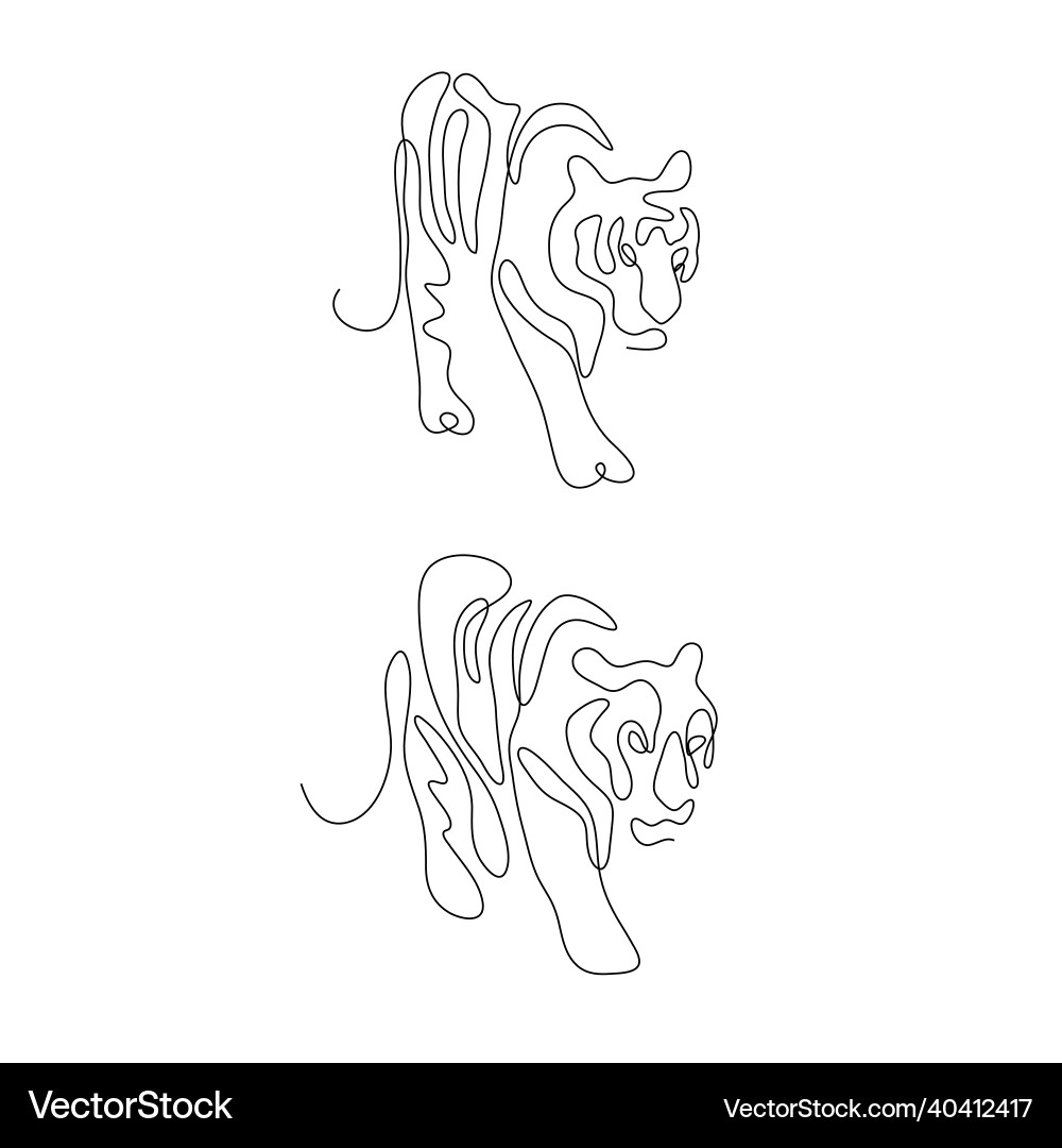 One line tiger design silhouette hand drawn Vector Image