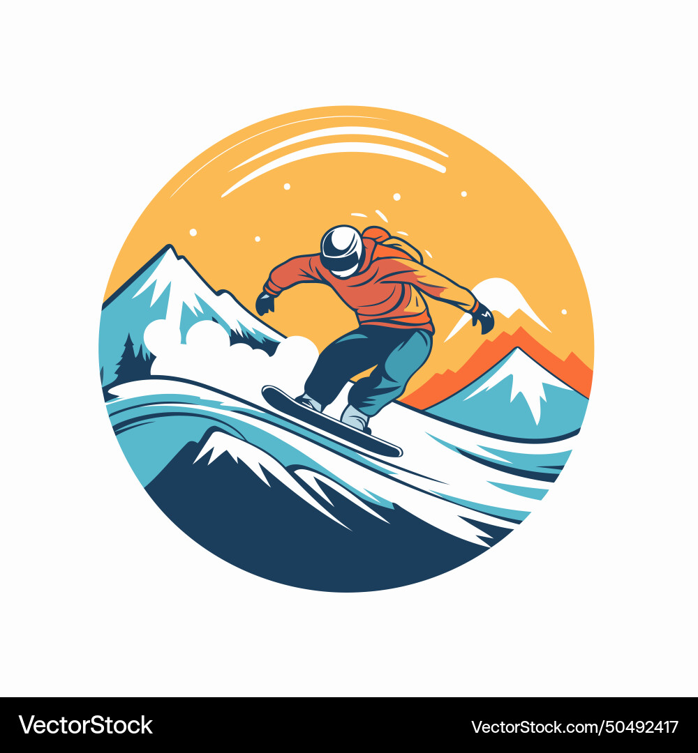 Snowboarder jumping on a snowboard Royalty Free Vector Image
