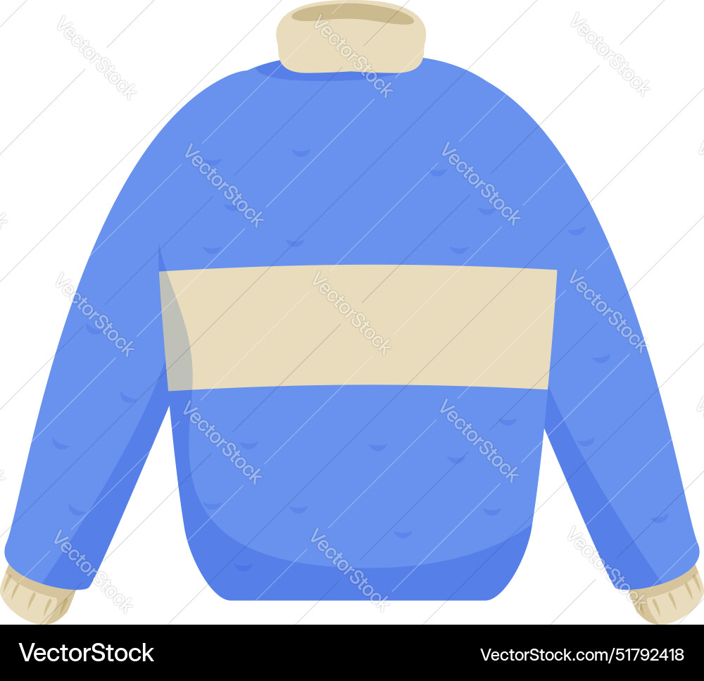 Blue sweater having big beige stripe showing warm Vector Image
