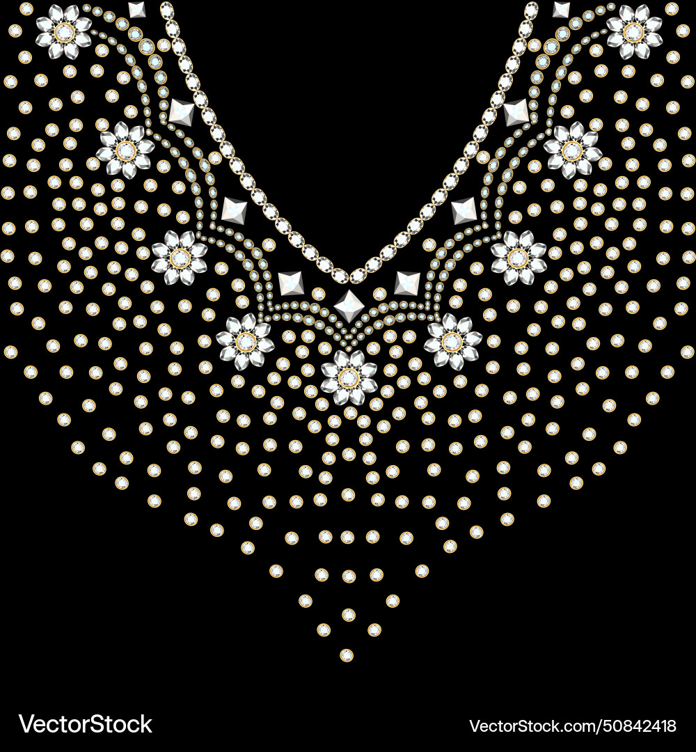 Collar neck decoration with rhinestones Royalty Free Vector
