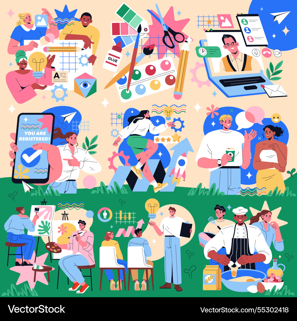 Creative Workshops & Classes Royalty Free Vector Image