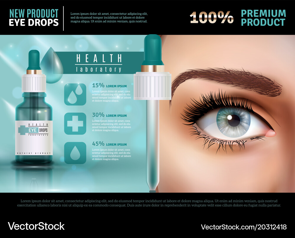 Eye drops realistic advertising poster Royalty Free Vector