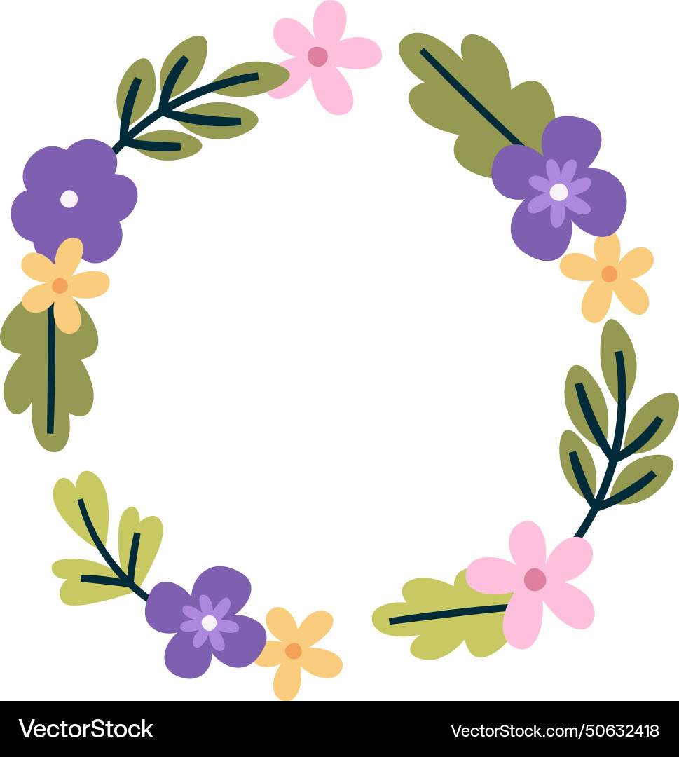 Floral wreath round frame Royalty Free Vector Image