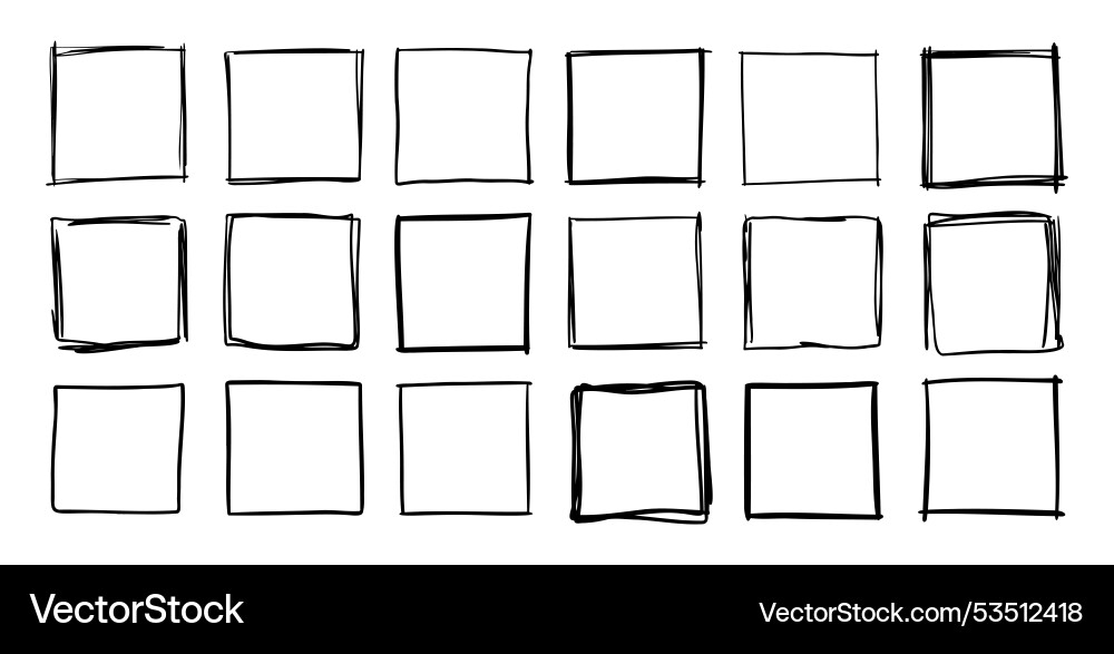 Hand drawn square frames doodle line frame Vector Image