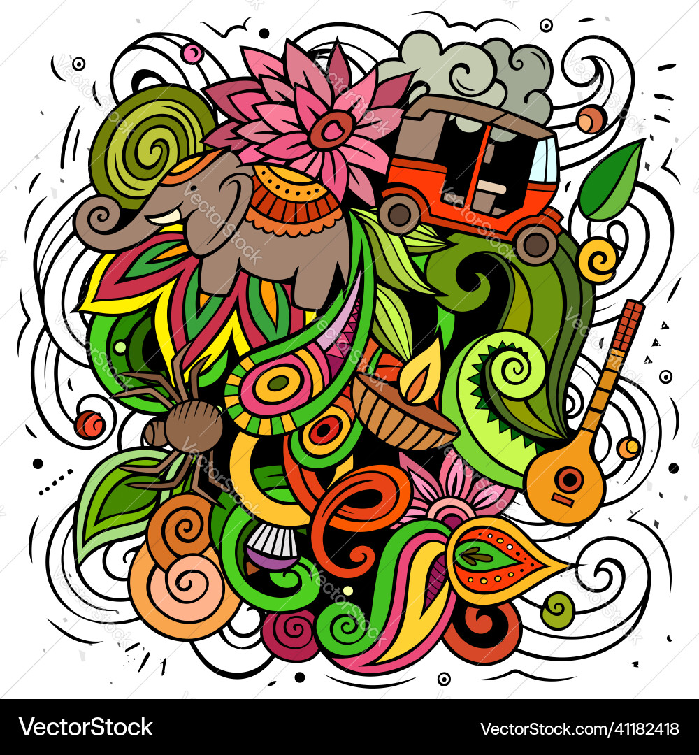 India hand drawn doodles Royalty Free Vector Image