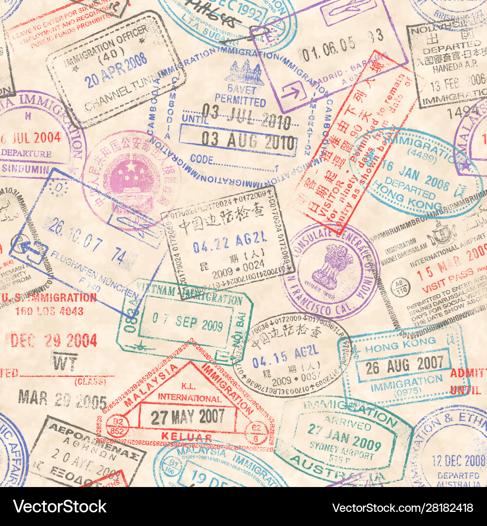 Passport stamps seamless texture Royalty Free Vector Image Passport stamps seamless texture Royalty Free Vector Image