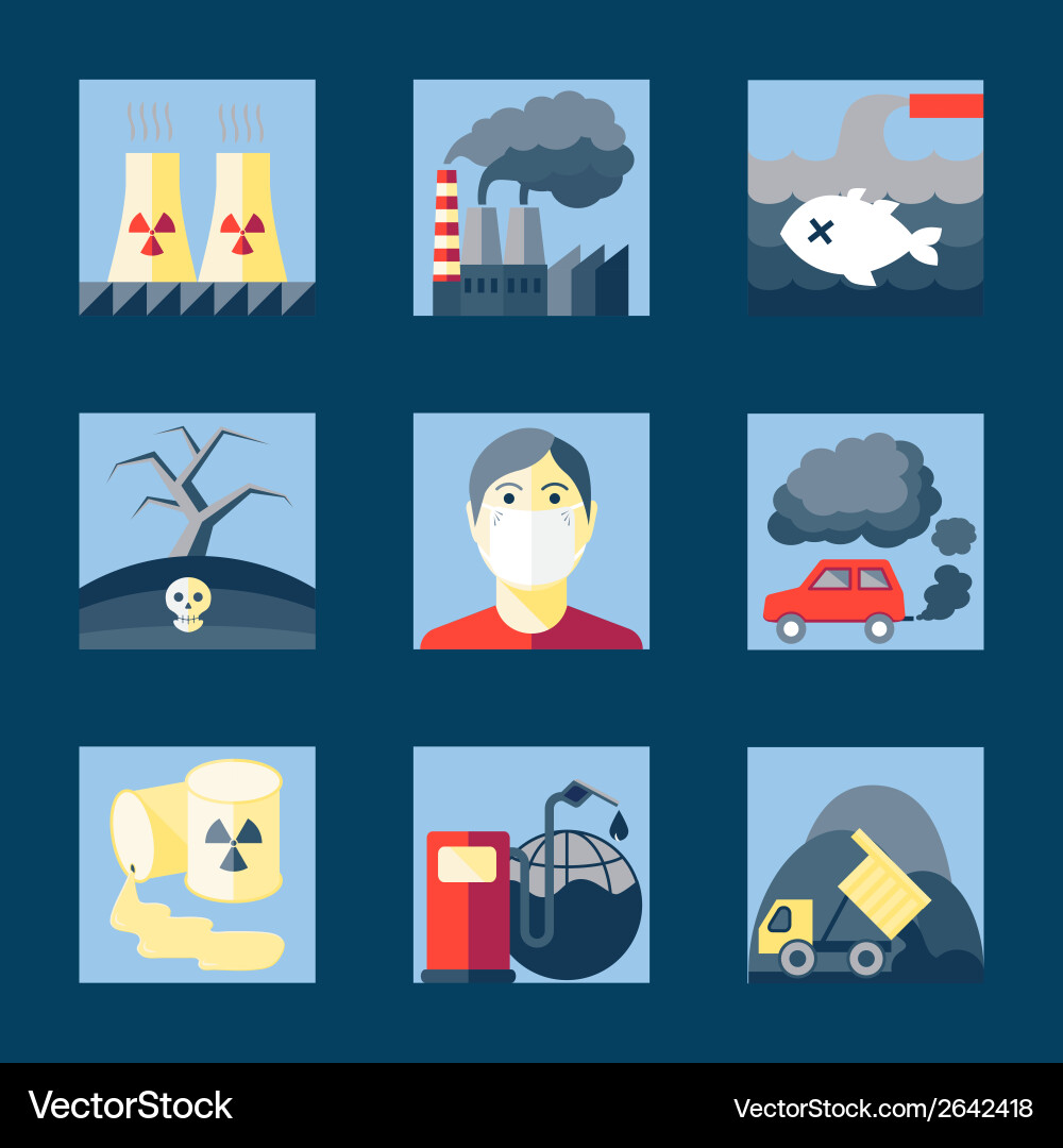 Set of pollution icons Royalty Free Vector Image