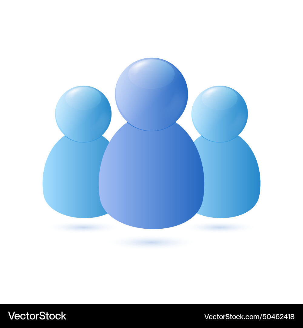 Three people icon 3d style logo Royalty Free Vector Image