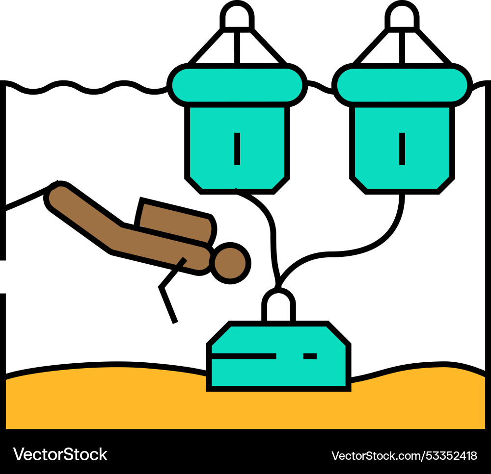 Wave farm installation tidal icon color Royalty Free Vector