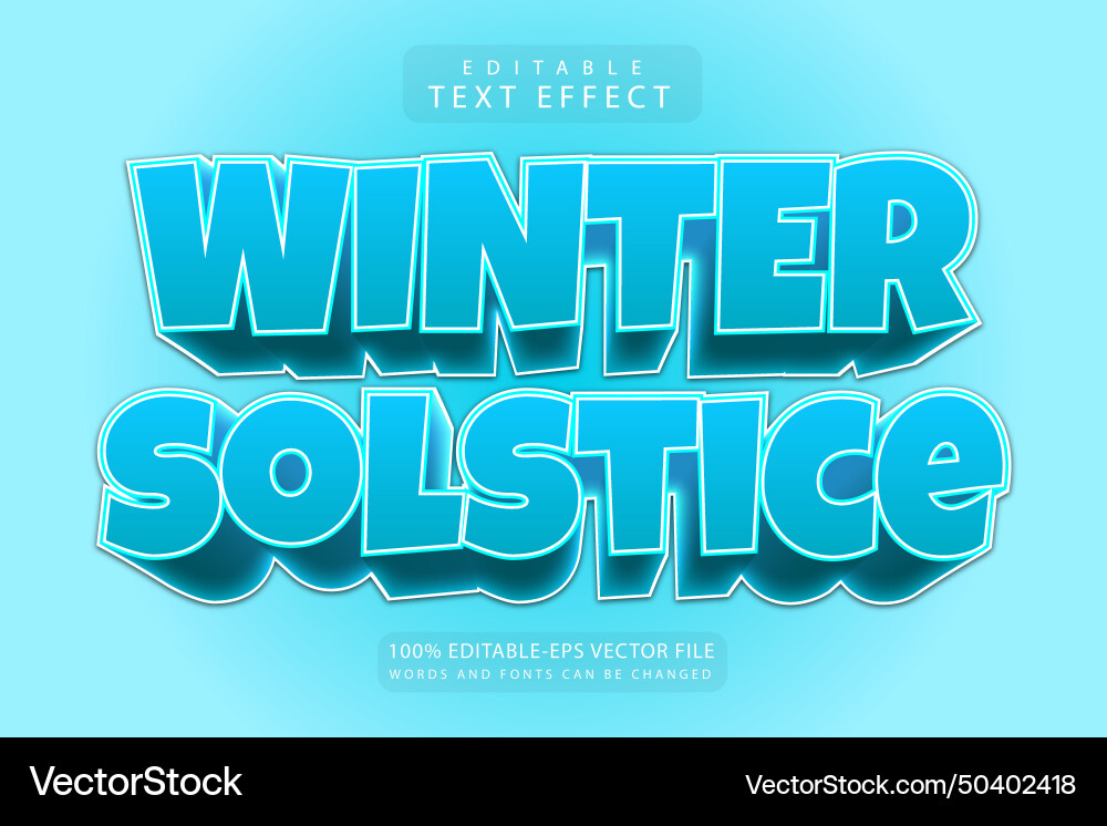 Winter solstice editable text effect 3 dimension Vector Image