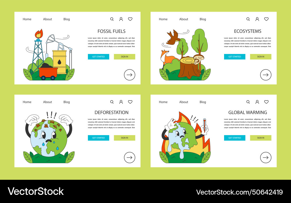 Climate change web banner or landing page set Vector Image