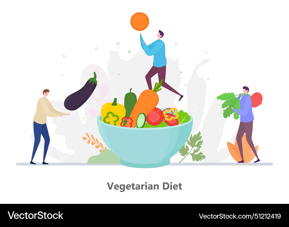Concept of vegetarian diet flat design Royalty Free Vector