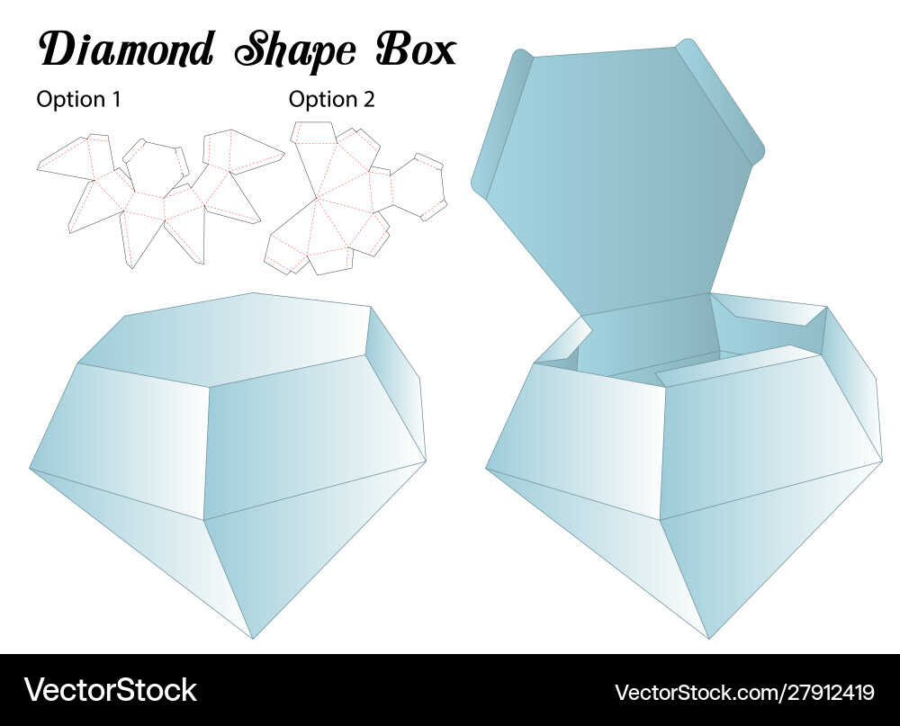 Diamond shape box packaging die cut template Vector Image