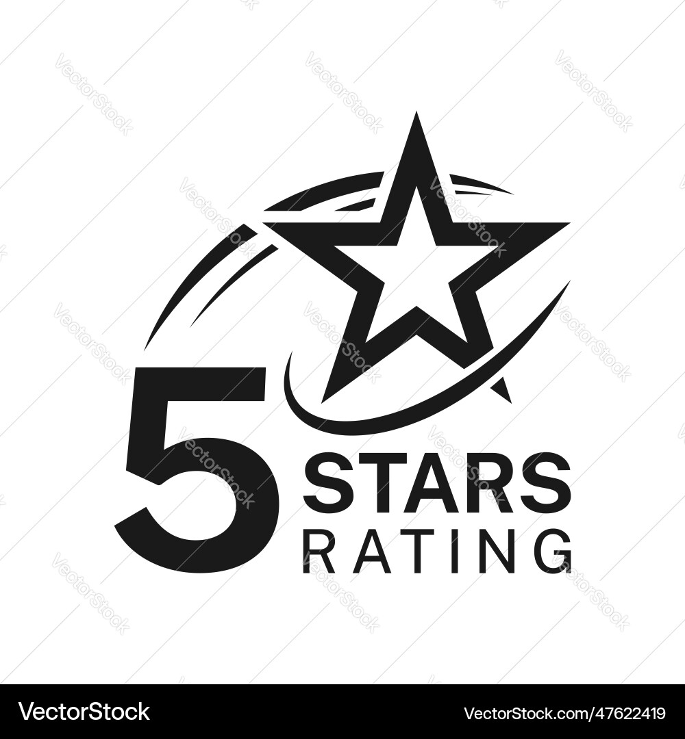 Five Star Rating Icon - Award & Quality Vector Image
