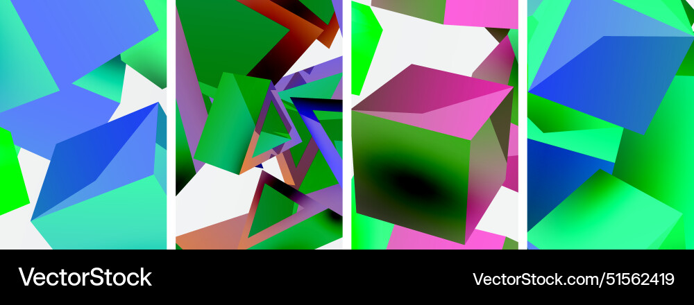 Flying 3d shapes cubes and other geometric Vector Image