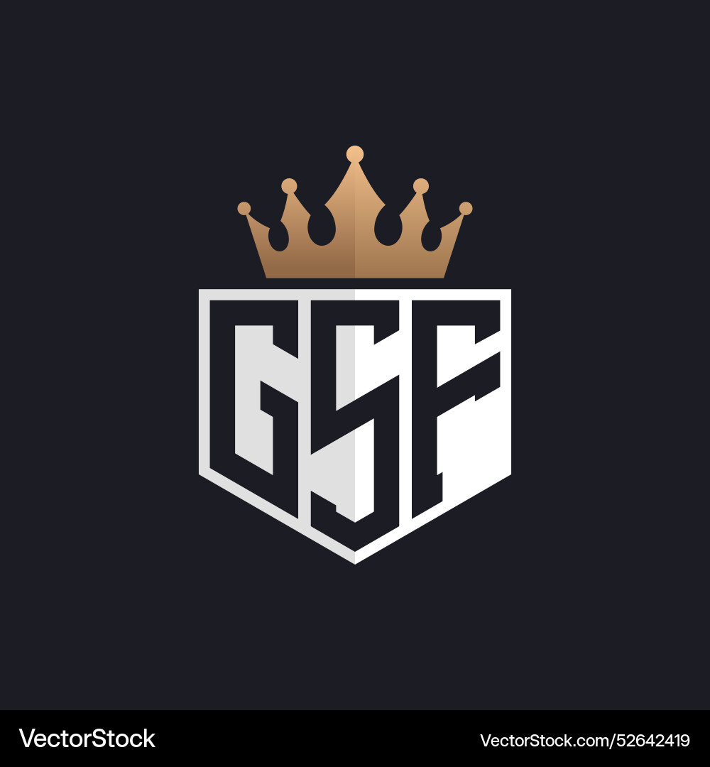 Luxury gsf logo with crown elegant initials Vector Image