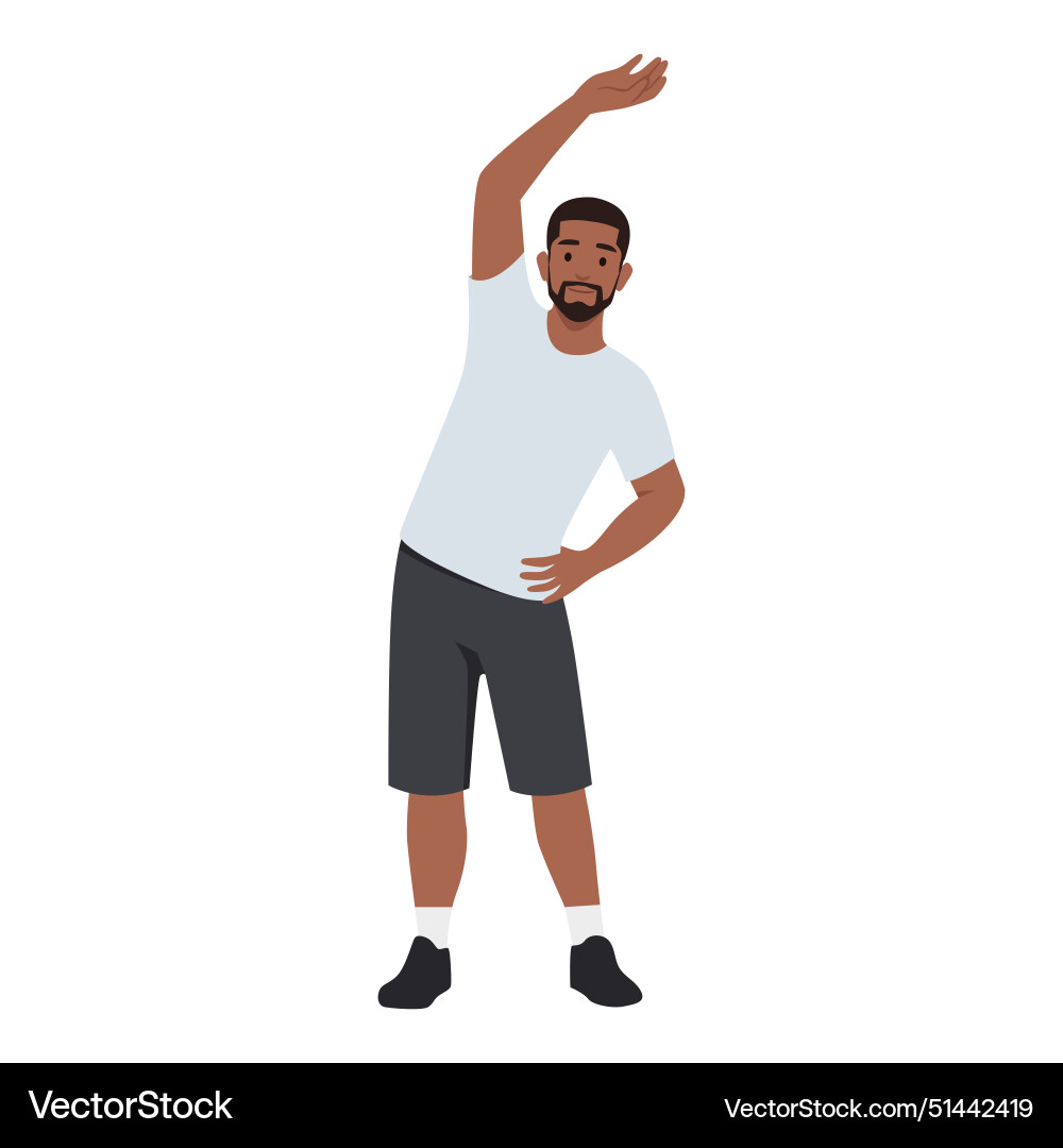Man doing side bends stretching sport exercise Vector Image