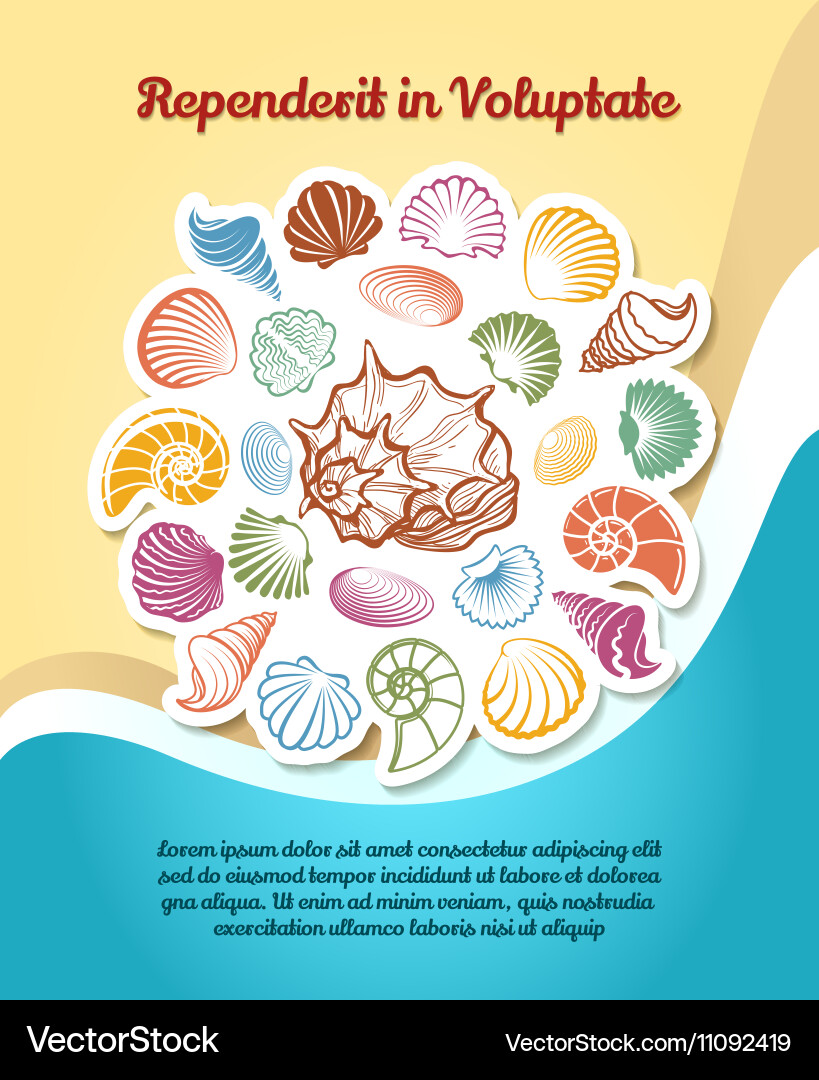 Ocean Seashell Summer Poster Royalty Free Vector Image