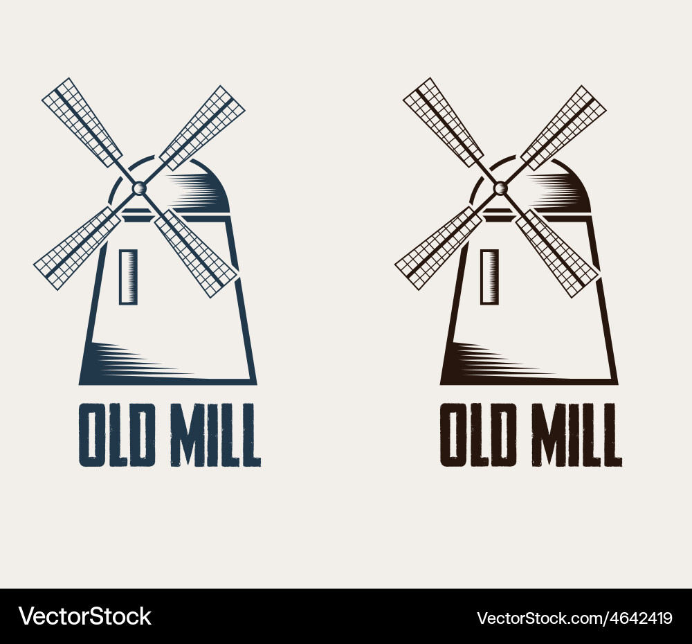 Old mill Royalty Free Vector Image - VectorStock