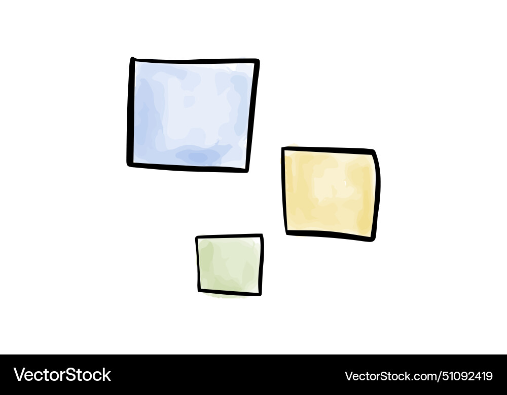 Watercolor doodle element colored squares – Royalty-Free Vector ...