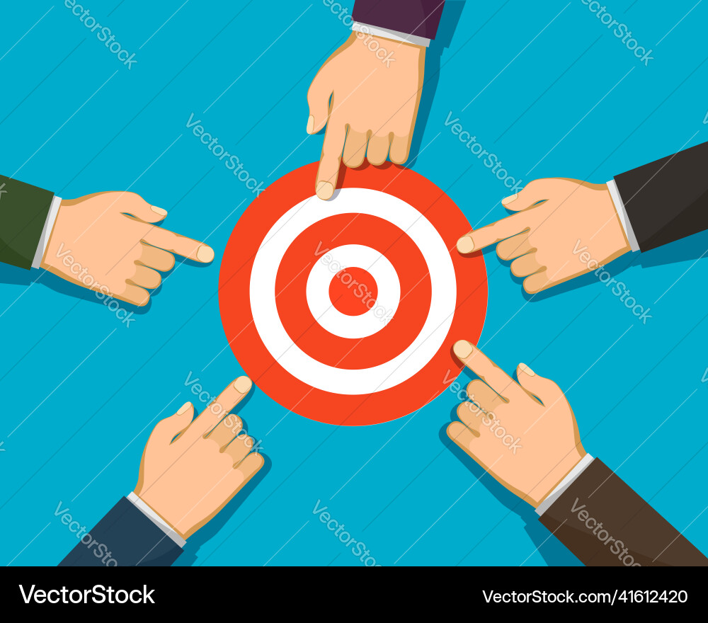 Businessmen point fingers at the target Royalty Free Vector