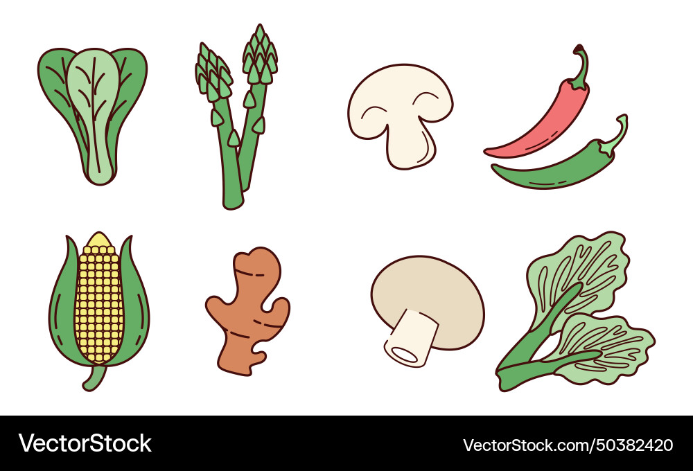 Cute vegetables doodle logo Royalty Free Vector Image