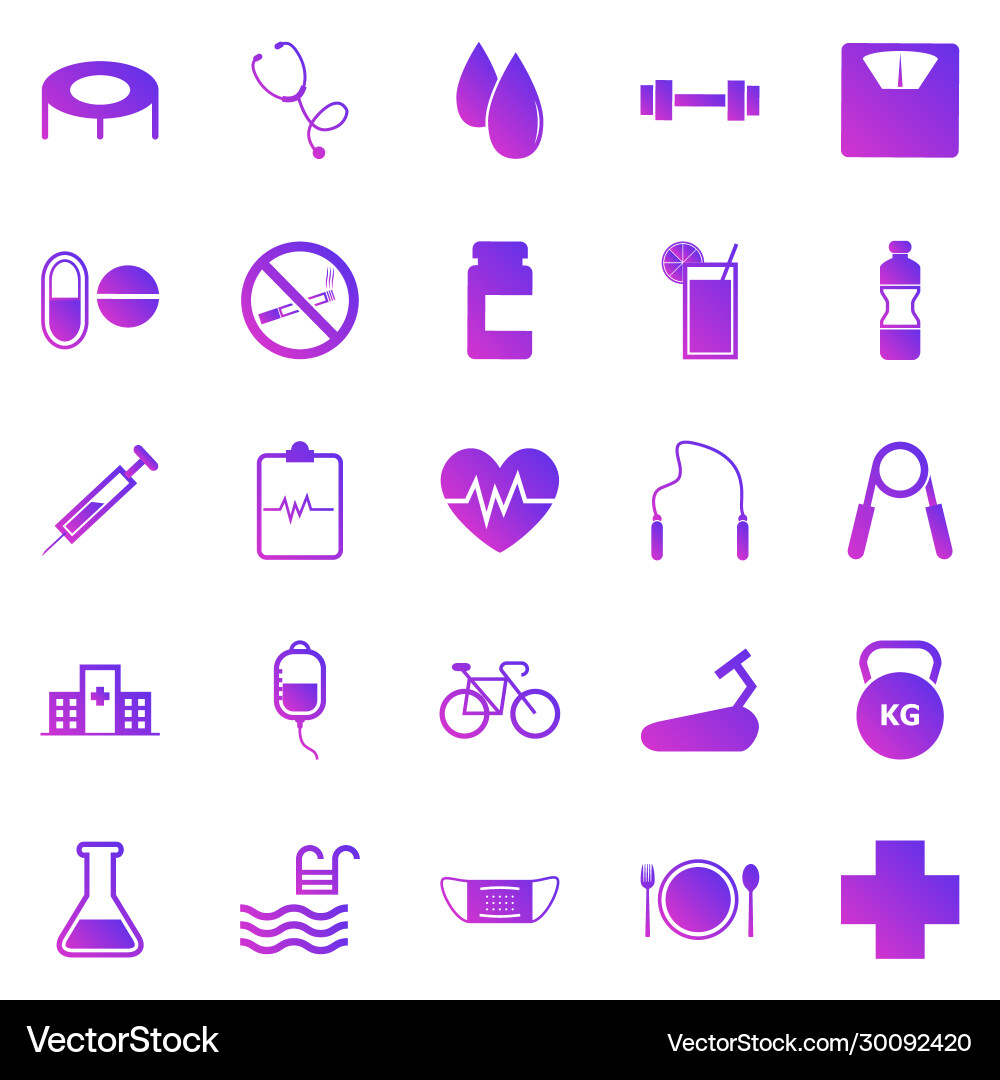 Health Gradient Icons - Diverse Set Royalty Free Vector