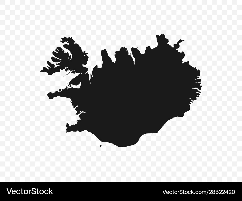 Iceland map on transparent background Royalty Free Vector