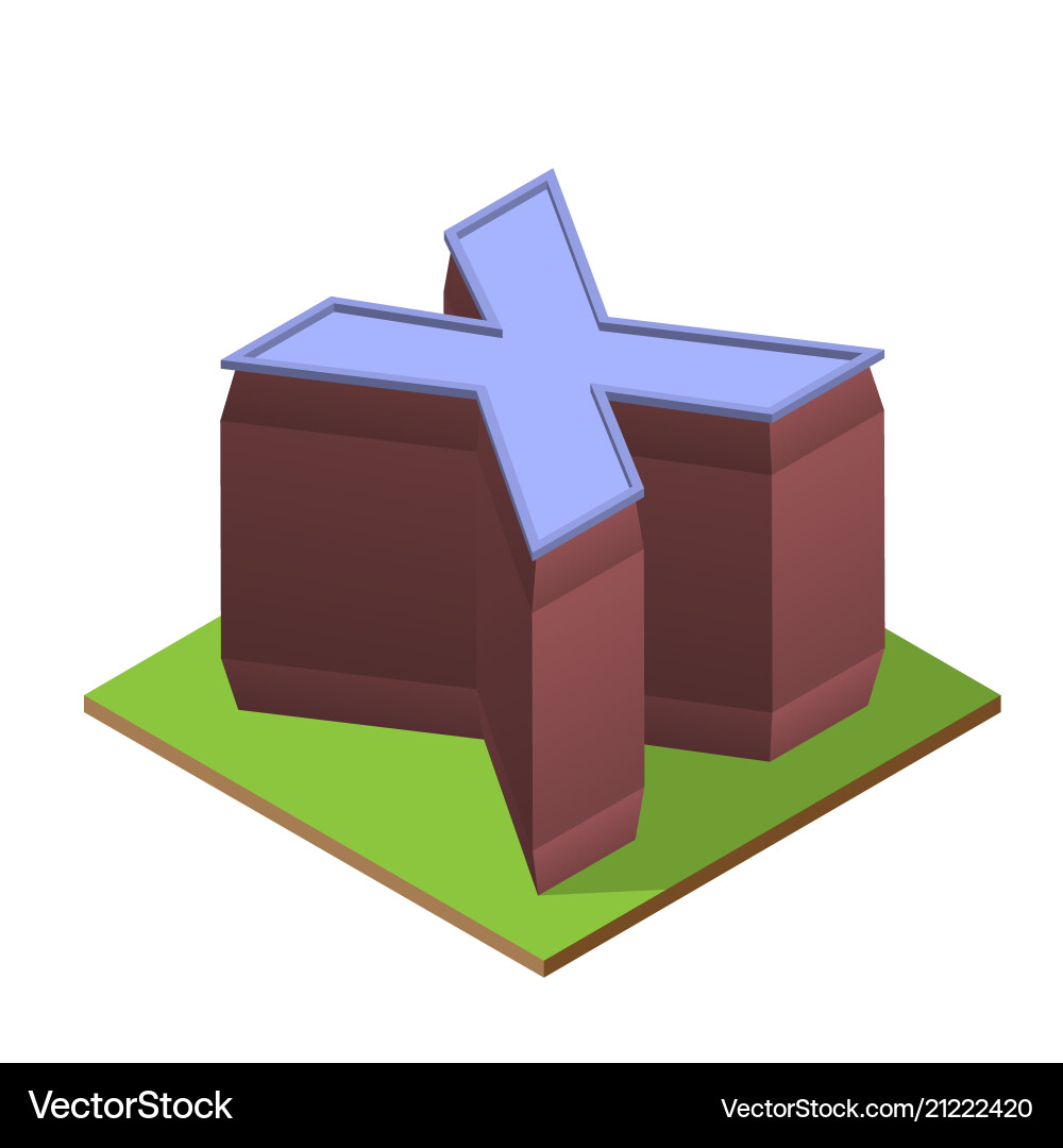 Isometric building letter x form Royalty Free Vector Image