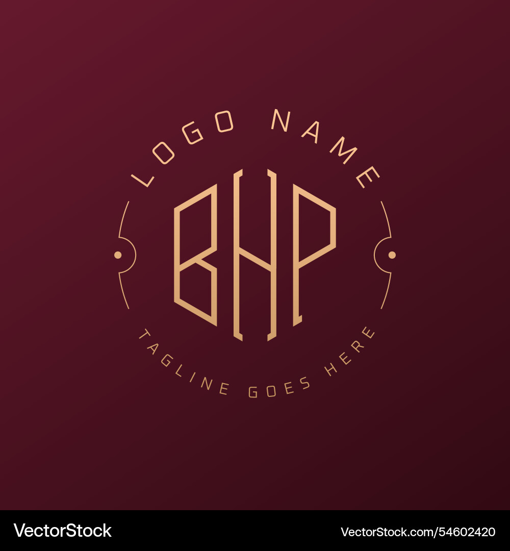 Luxury bhp logo design elegant letter Royalty Free Vector