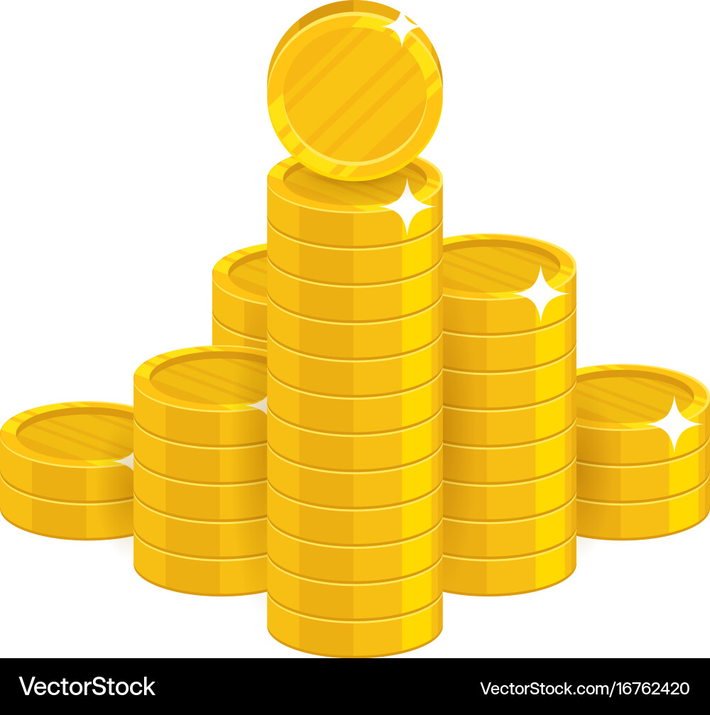 Mountain gold coins cartoon icon Royalty Free Vector Image