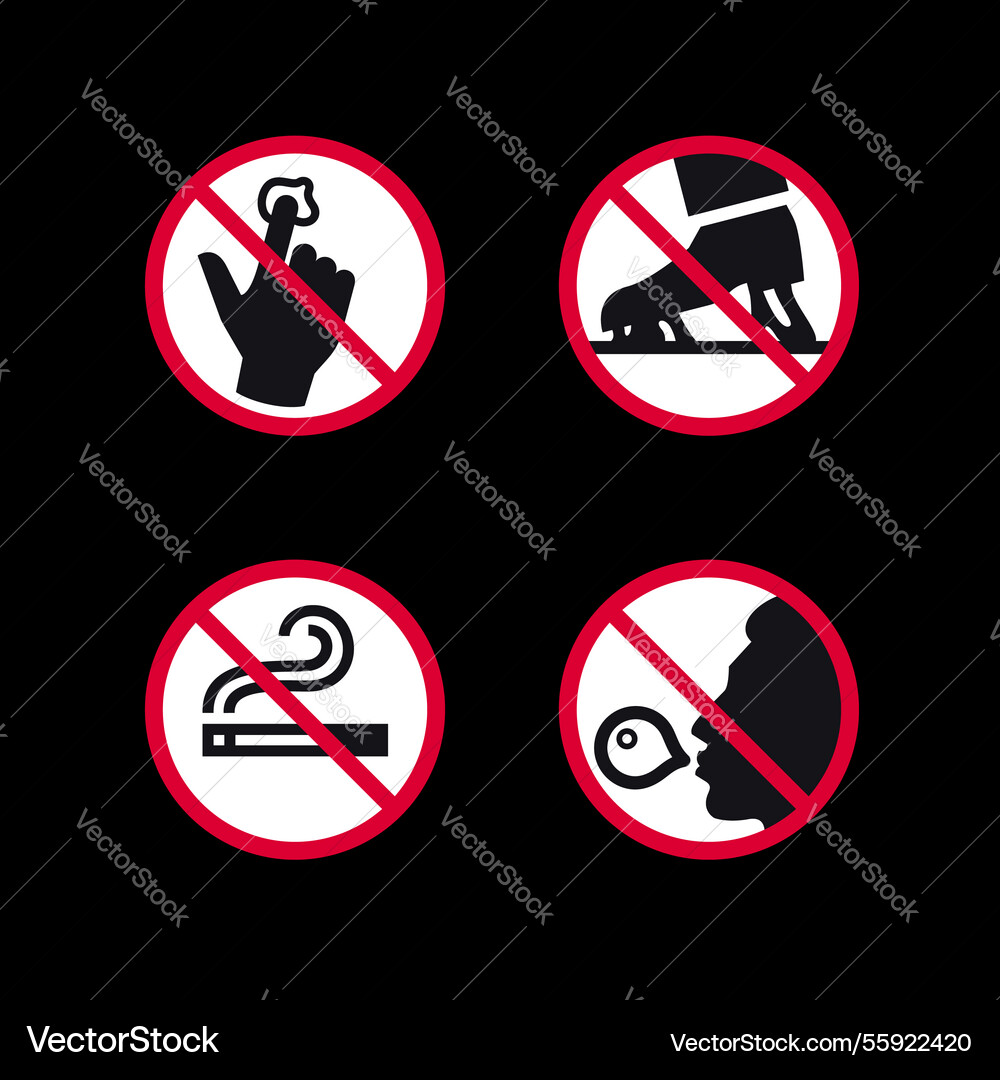 Prohibited sign forbidden round stickers set icons