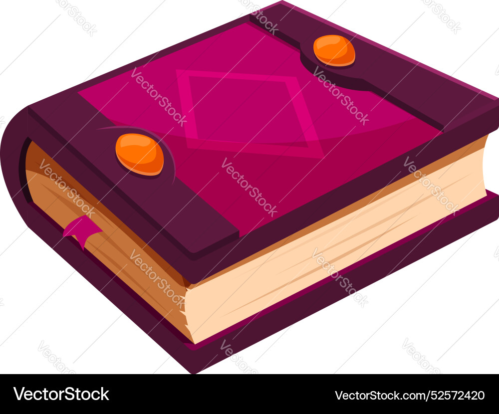 Purple leather bound book with bookmark showing Vector Image