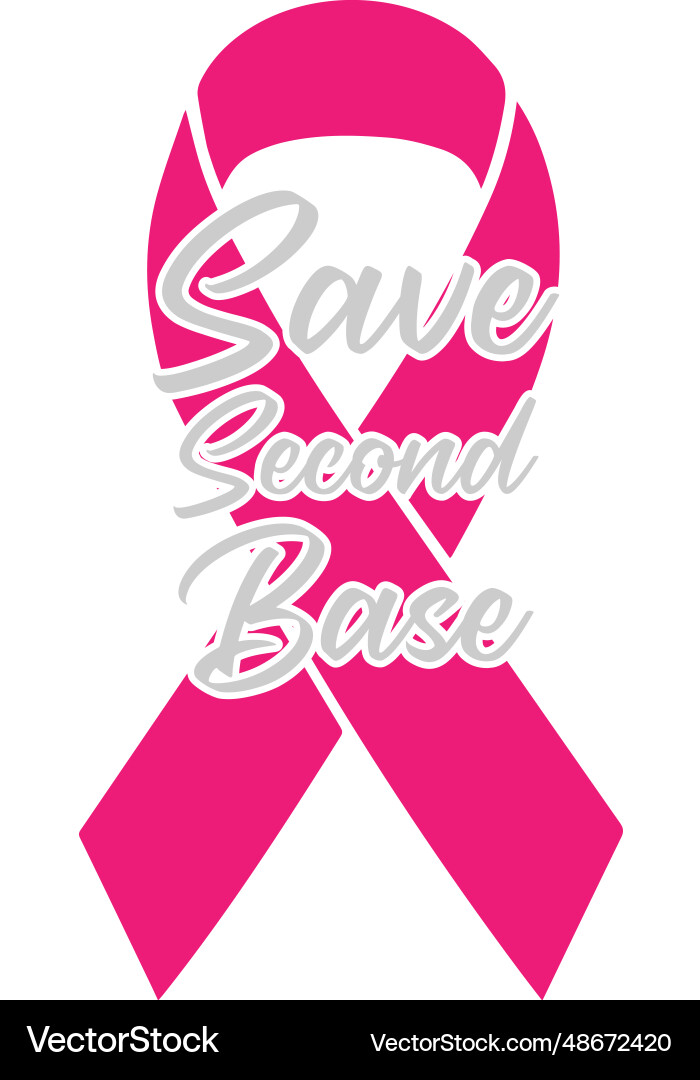 Second Base Breast Cancer Awareness Royalty Free Vector
