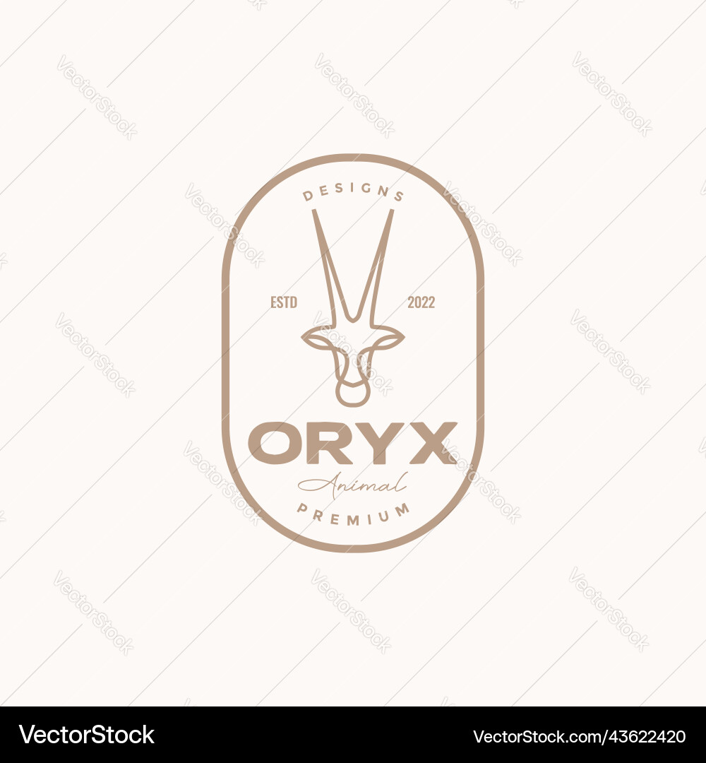 Skull oryx logo design badge Royalty Free Vector Image