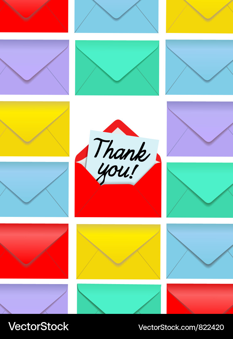 Thank you note envelopes Royalty Free Vector Image